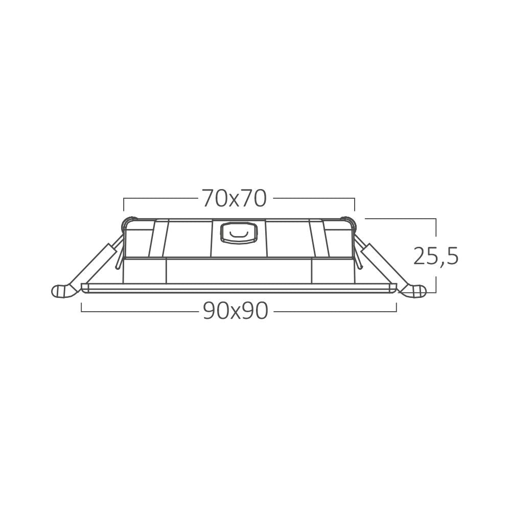 Spot LED 4W CCT Slim Patrat Alb / Dimabil / 90mm / Incastrabil IP40